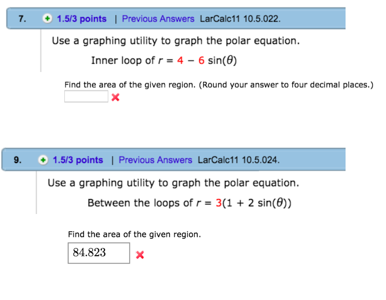 Solved 7. 1.5/3 points | Previous Answers LarCalc11 10.5.022 | Chegg.com