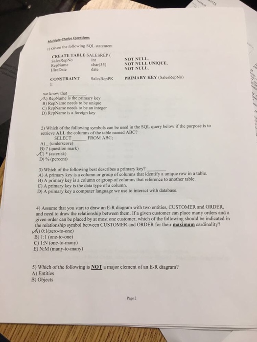 Solved 1) Given the following SOL statement CREATE TABLE | Chegg.com