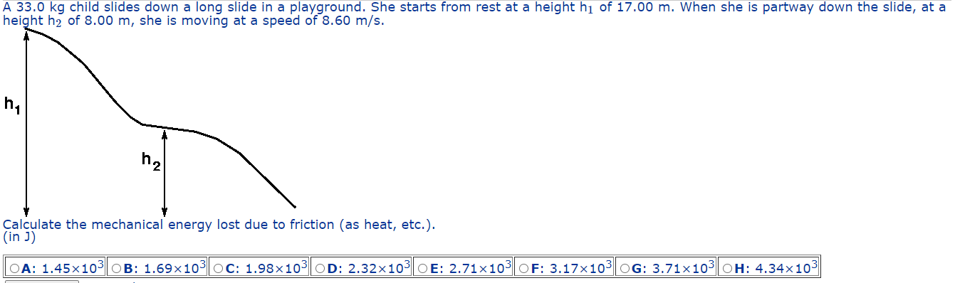 Solved A 33.0 kg child slides down a long slide in a | Chegg.com