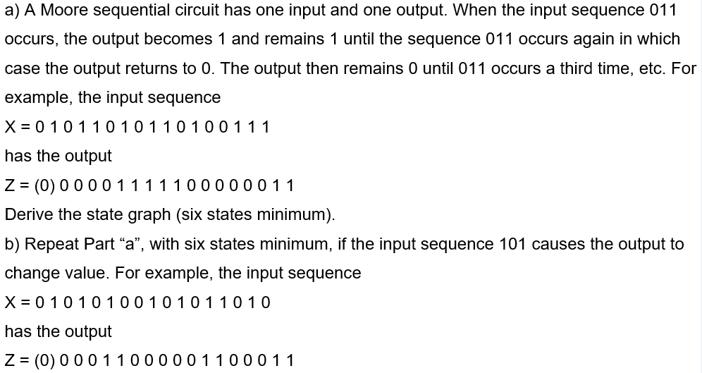 Solved A A Moore Sequential Circuit Has One Input And One 1241
