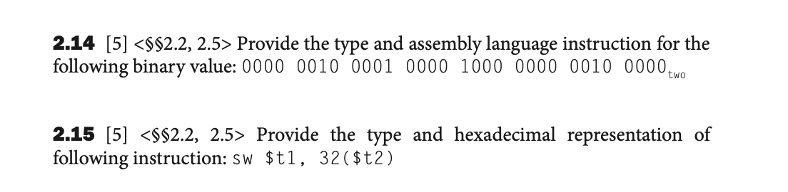 Solved 2.14 [5] ﻿Provide the type and assembly | Chegg.com