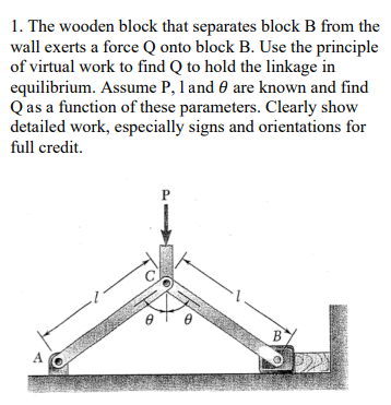 Solved 1. The wooden block that separates block B from the | Chegg.com