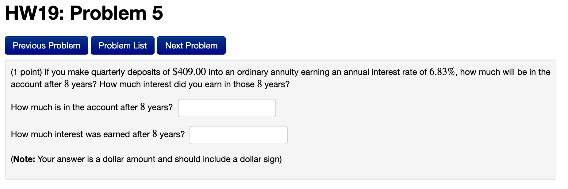Solved HW19: Problem 5 Previous Problem Problem List Next | Chegg.com