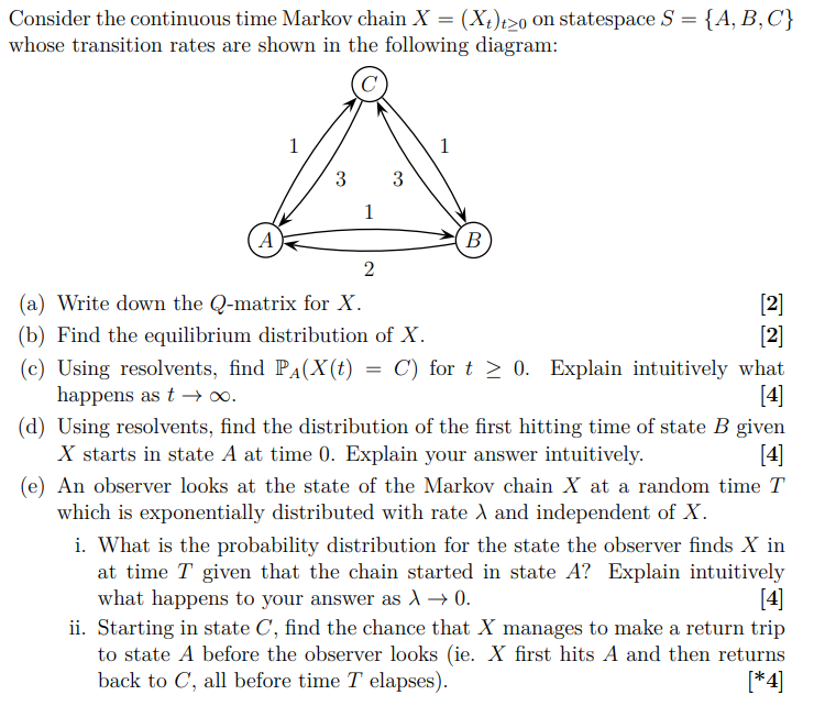 Consider the continuous time Markov chain X = (Xt)t>0 | Chegg.com