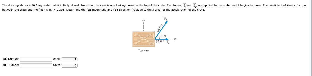 Solved The drawing shows a 26.1-kg crate that is initially | Chegg.com