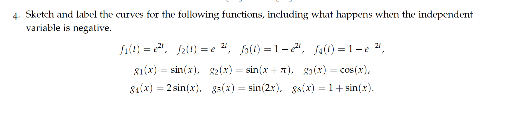 Solved 4. Sketch and label the curves for the following | Chegg.com