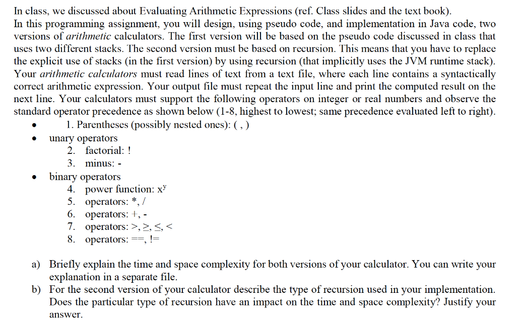 In class, we discussed about Evaluating Arithmetic | Chegg.com