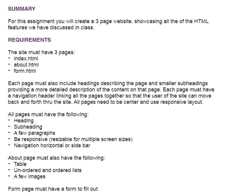 Solved SUMMARY For this assignment you will create a 3 page | Chegg.com