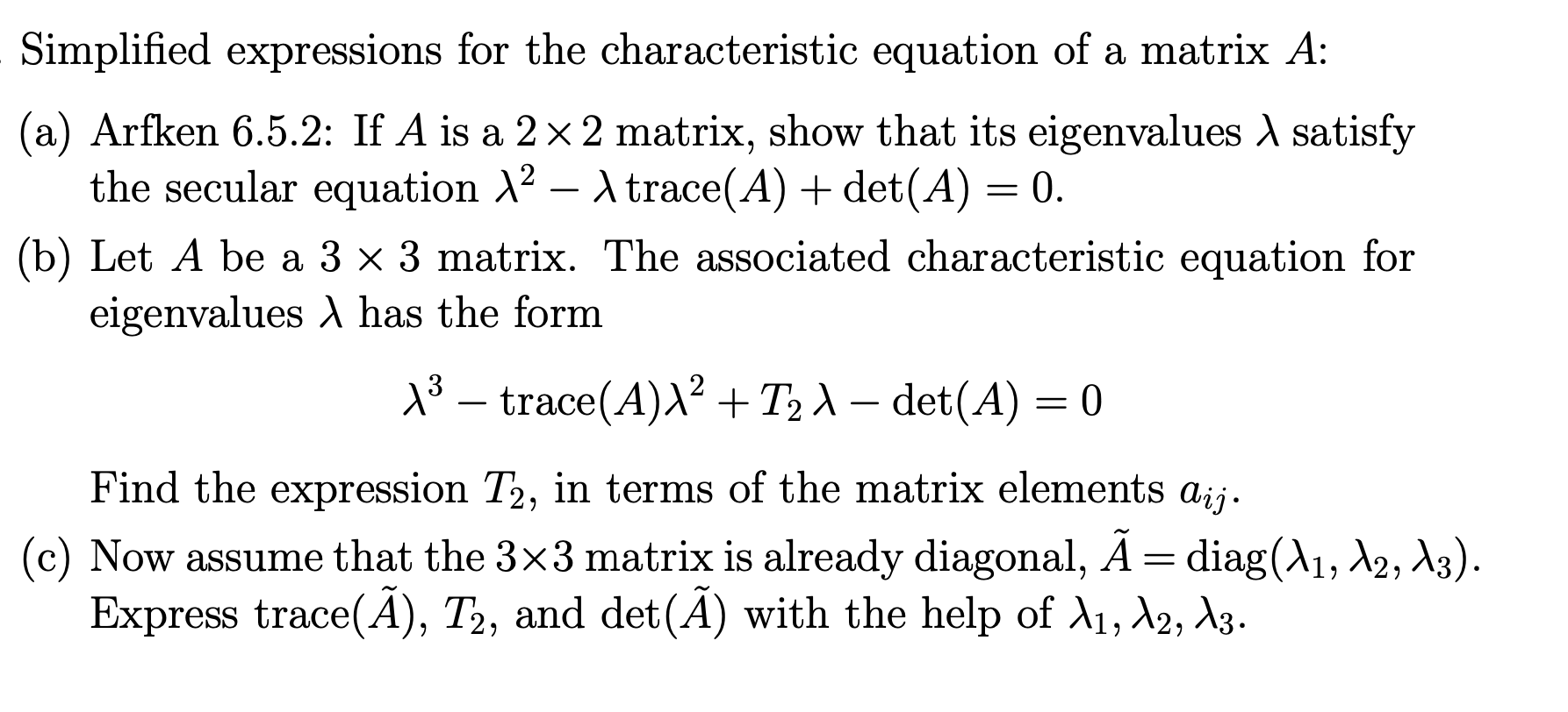 Solved 0. Simplified expressions for the characteristic | Chegg.com