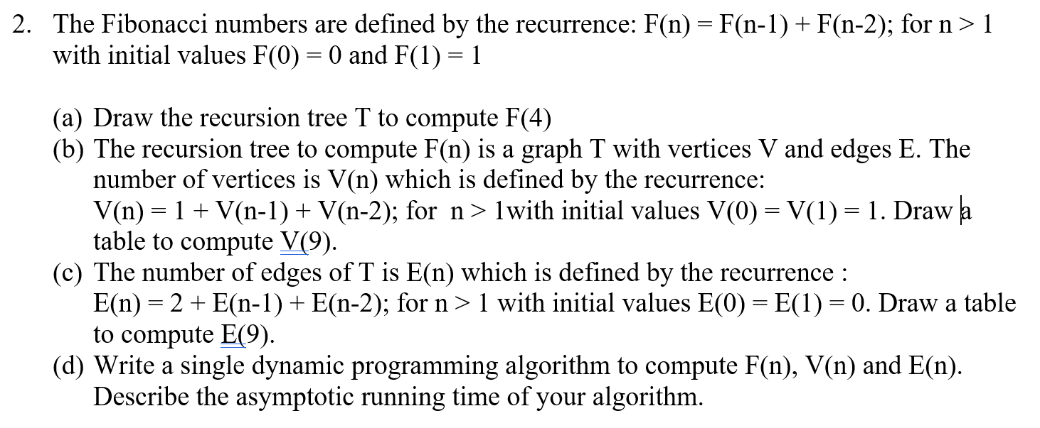Solved 2. The Fibonacci numbers are defined by the | Chegg.com