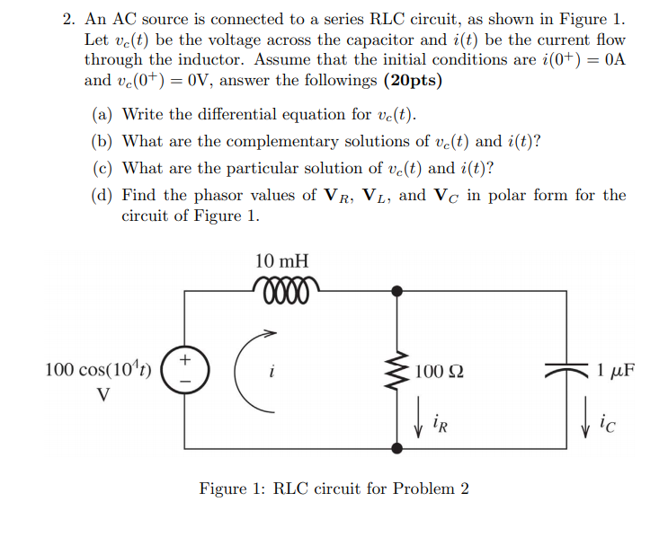 Solved 2. An AC source is connected to a series RLC circuit, | Chegg.com