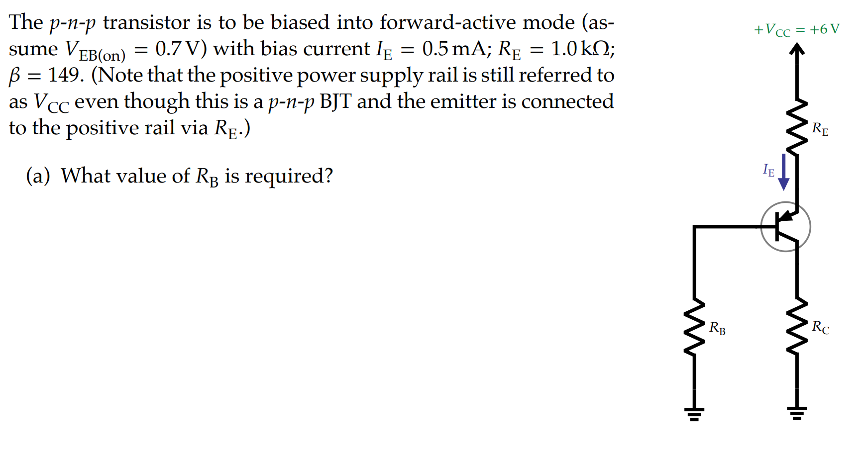 Solved The p−n−p transistor is to be biased into | Chegg.com