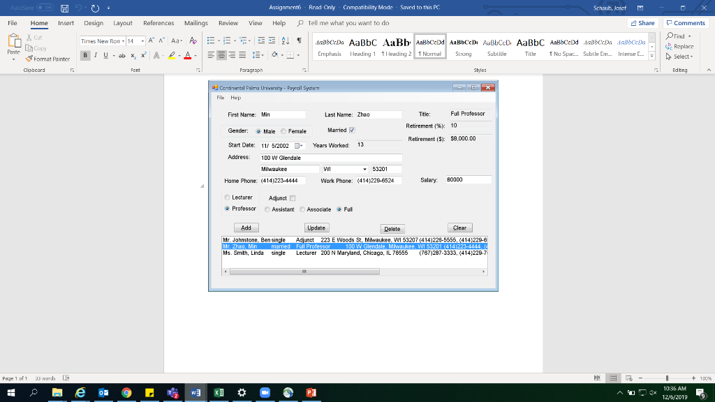 This is a screenshot of the of the GUI application | Chegg.com
