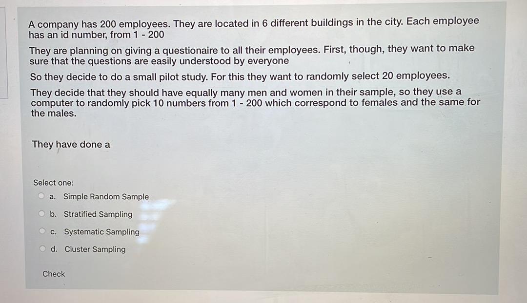 Solved A company has 200 employees. They are located in 6 | Chegg.com