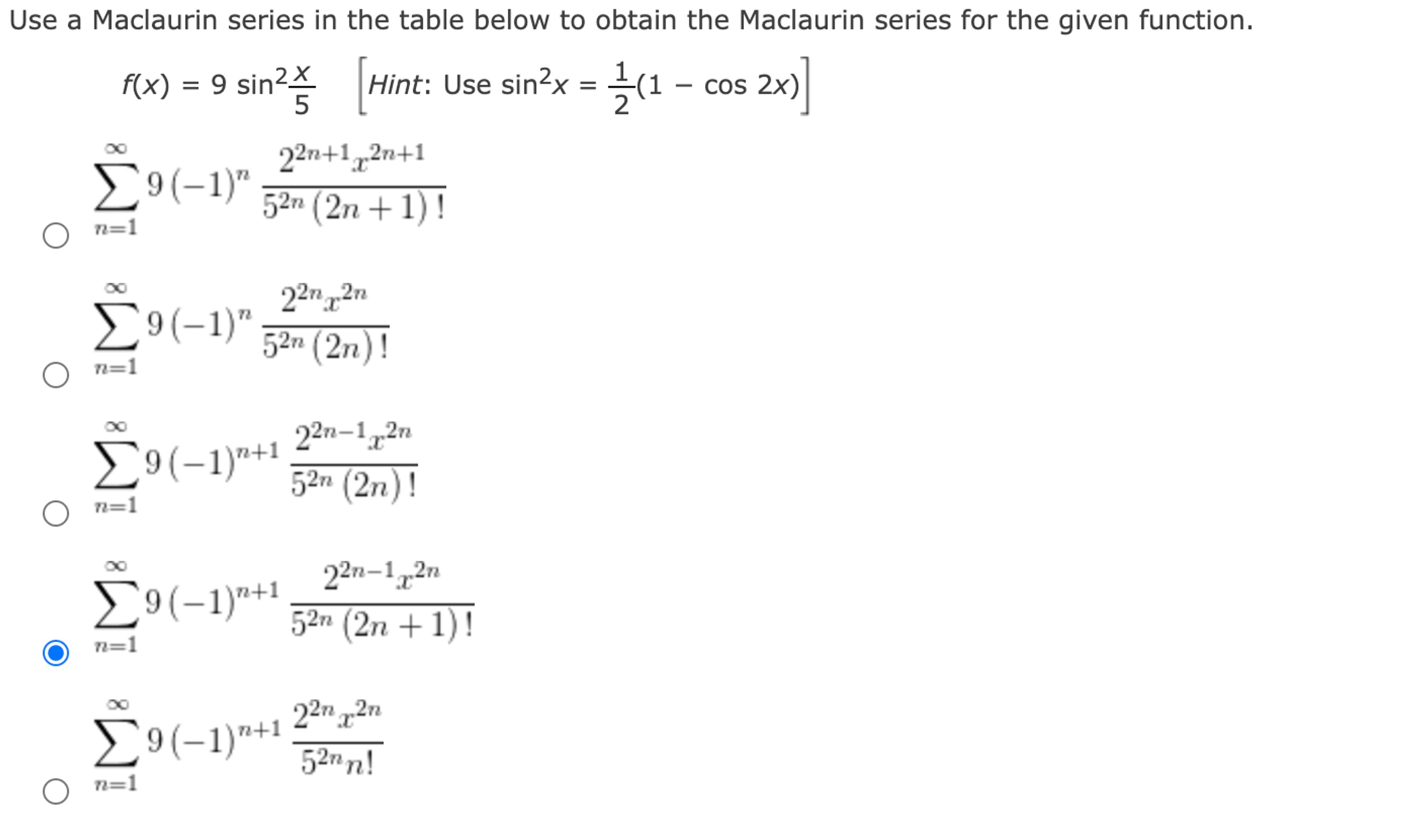 Solved Use a Maclaurin series in the table below to obtain | Chegg.com