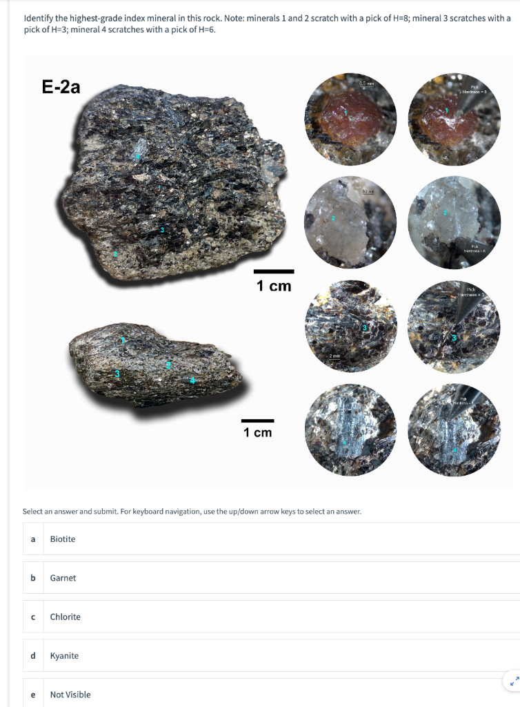 Solved Identify the highest-grade index mineral in this | Chegg.com