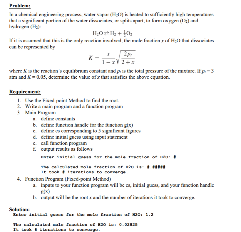 Solved Problem: In a chemical engineering process, water | Chegg.com