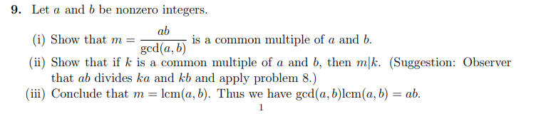 Solved Let a and b be nonzero integers. (i) Show that | Chegg.com
