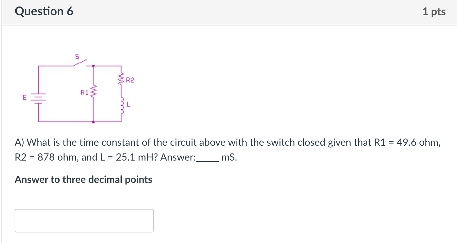 Solved A) What is the time constant of the circuit above | Chegg.com