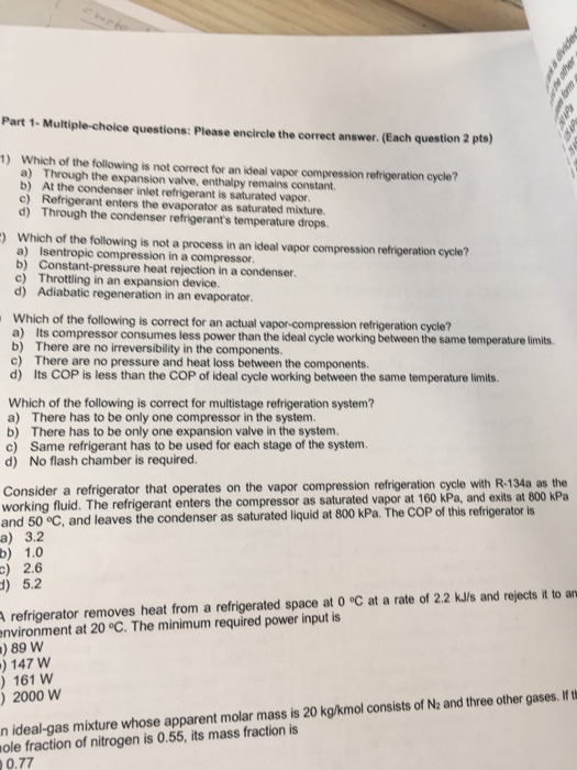 Solved Part 1- Multiple-choice questions: Please encircle | Chegg.com