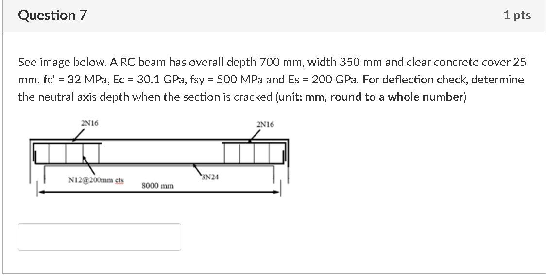 Solved See image below. A RC beam has overall depth 700 mm, | Chegg.com