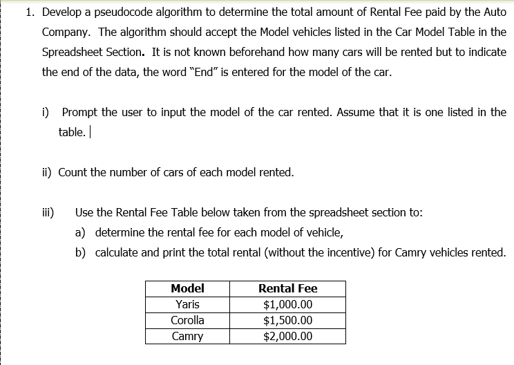 Solved 1. Develop a pseudocode algorithm to determine the | Chegg.com