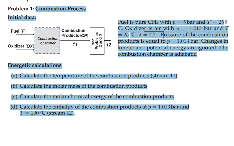 Problem 1: Combustion ProcessInitial data:Fuel is | Chegg.com