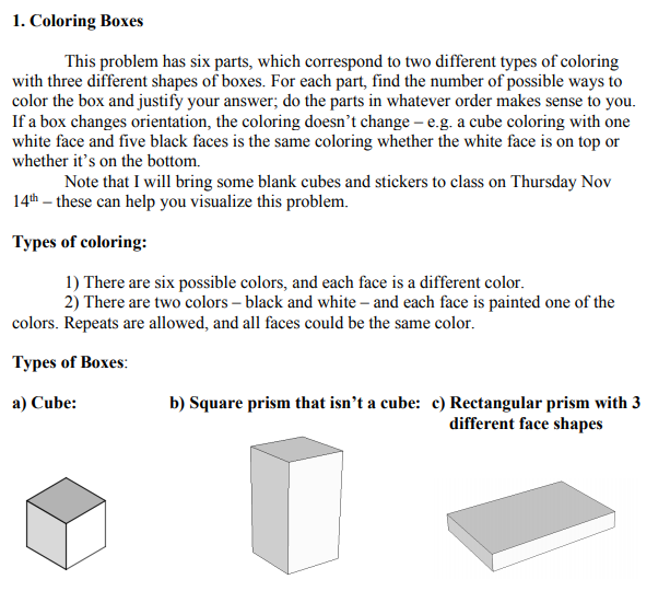 1. Coloring Boxes This problem has six parts, which | Chegg.com