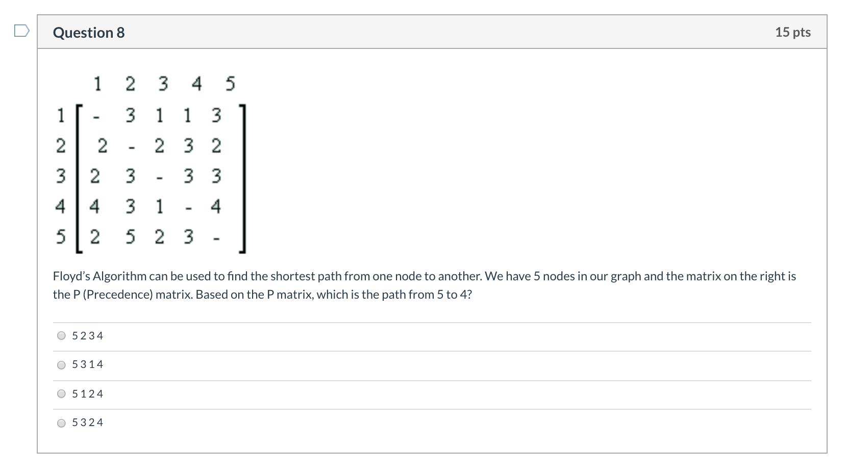 Solved Question 9 15 pts For the Dynamic Programming | Chegg.com
