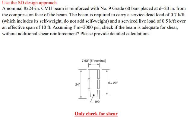 Solved Use the SD design approach A nominal 8x24-in. CMU | Chegg.com