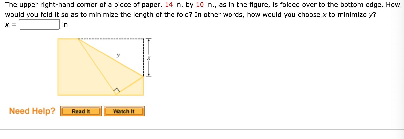 Solved The upper right-hand corner of a piece of paper, 14 | Chegg.com