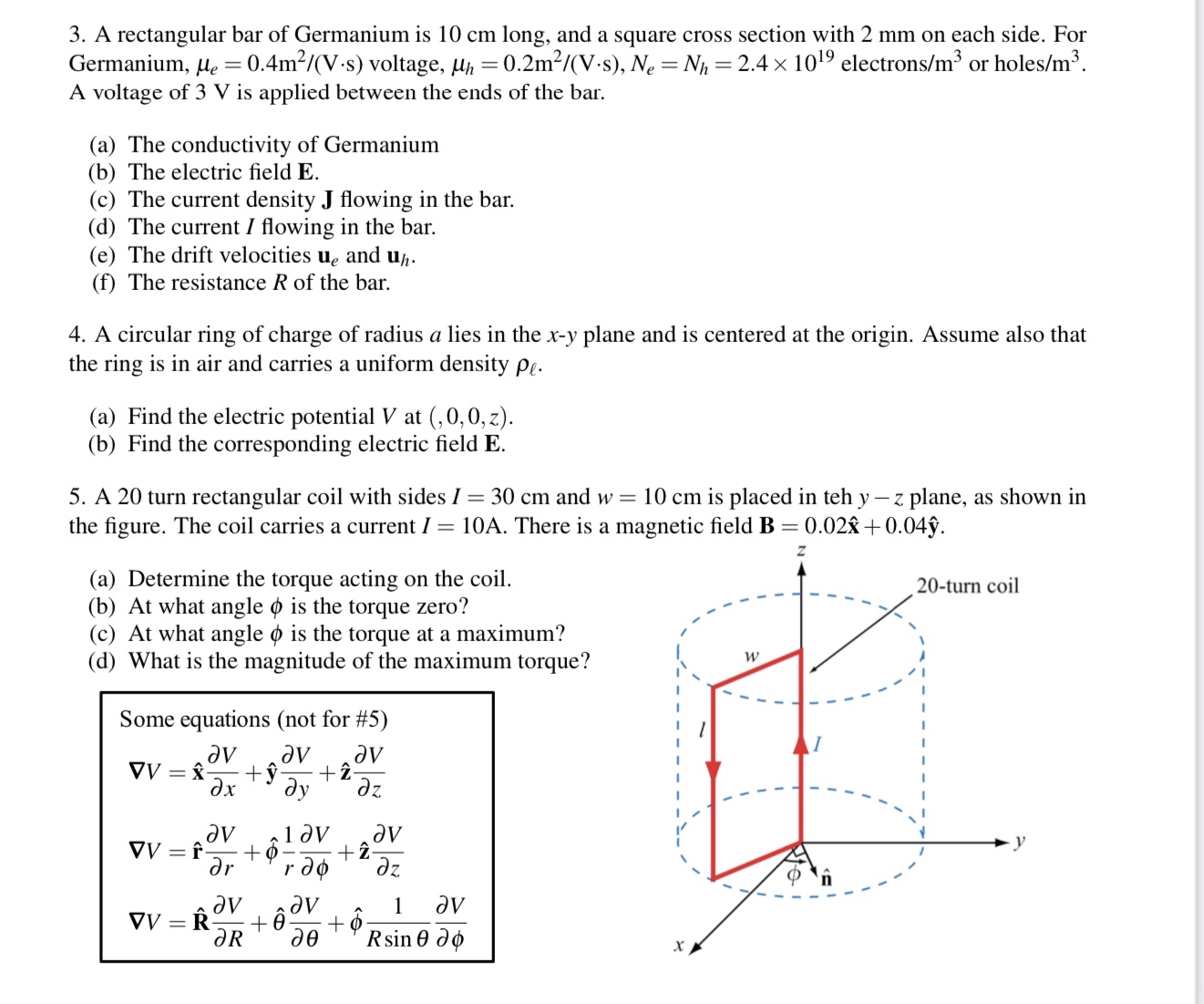 Solved 3. A rectangular bar of Germanium is 10 cm long, and | Chegg.com