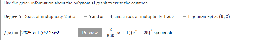 Solved Use the given information about the polynomial graph | Chegg.com