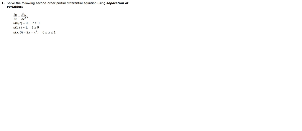 Solved 1 Solve The Following Second Order Partial