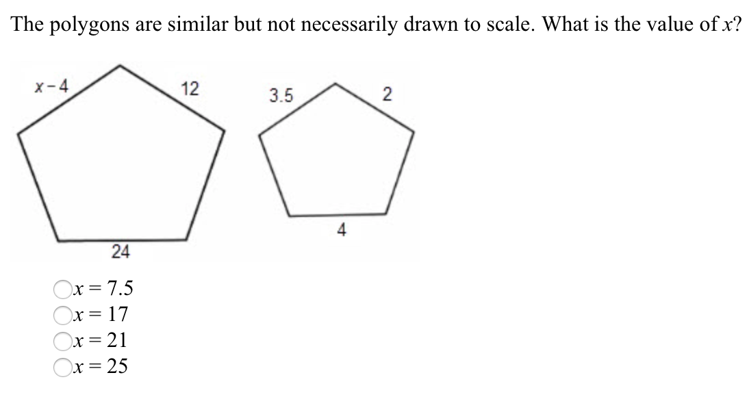 Solved The polygons are similar but not necessarily drawn to | Chegg.com