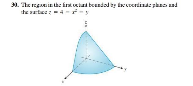 Solved 30. The region in the first octant bounded by the | Chegg.com