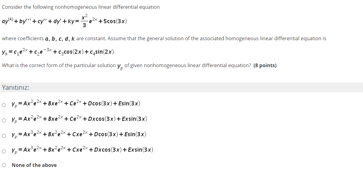 Solved Consider the following nonhomogeneous linear | Chegg.com