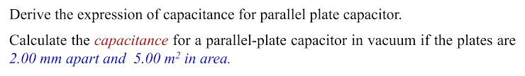 Solved Derive the expression of capacitance for parallel | Chegg.com
