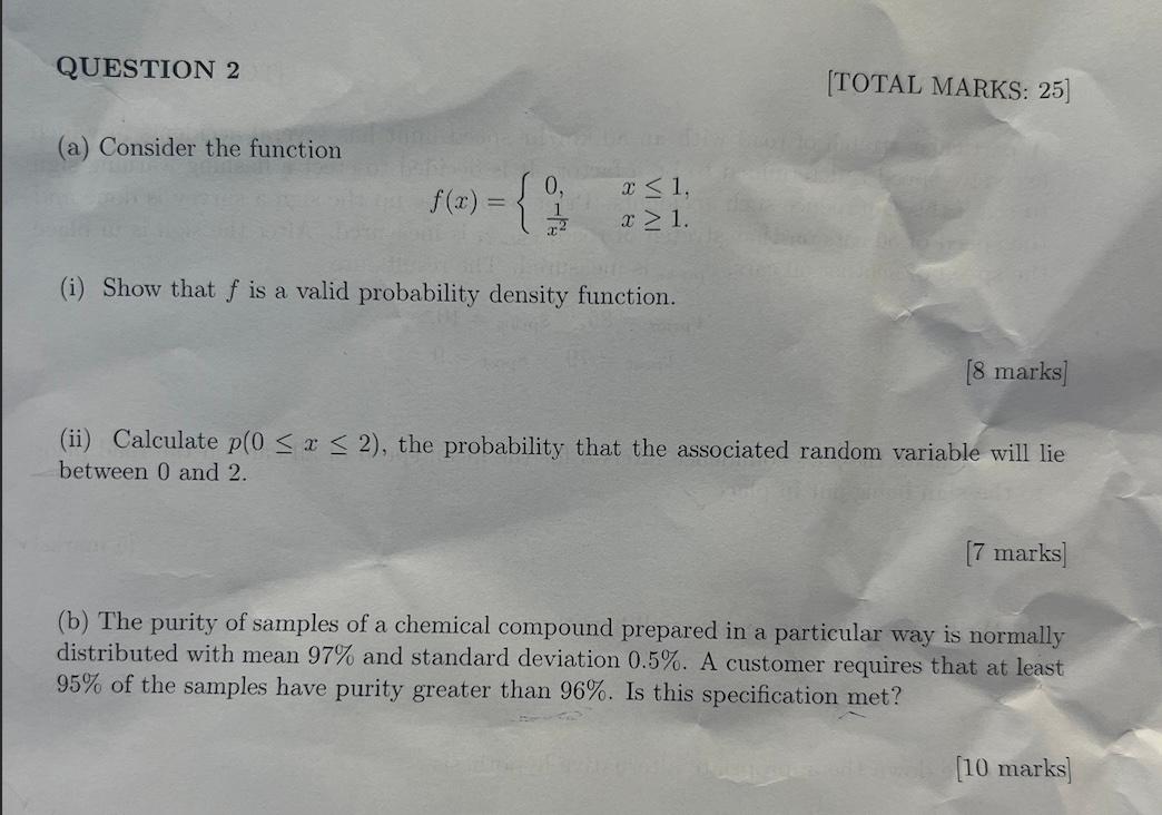 QUESTION 2 [TOTAL MARKS: 25] (a) Consider the | Chegg.com