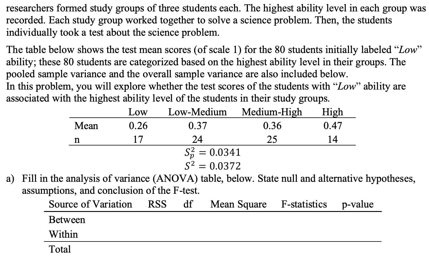 Solved The study described in this problem explored whether | Chegg.com