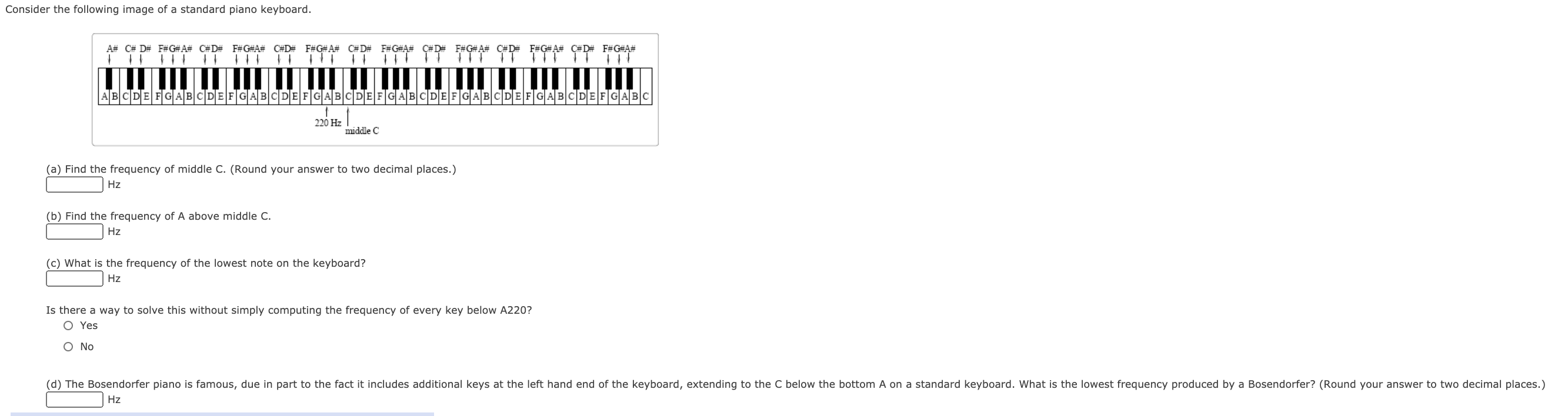 Solved Consider the following image of a standard piano | Chegg.com