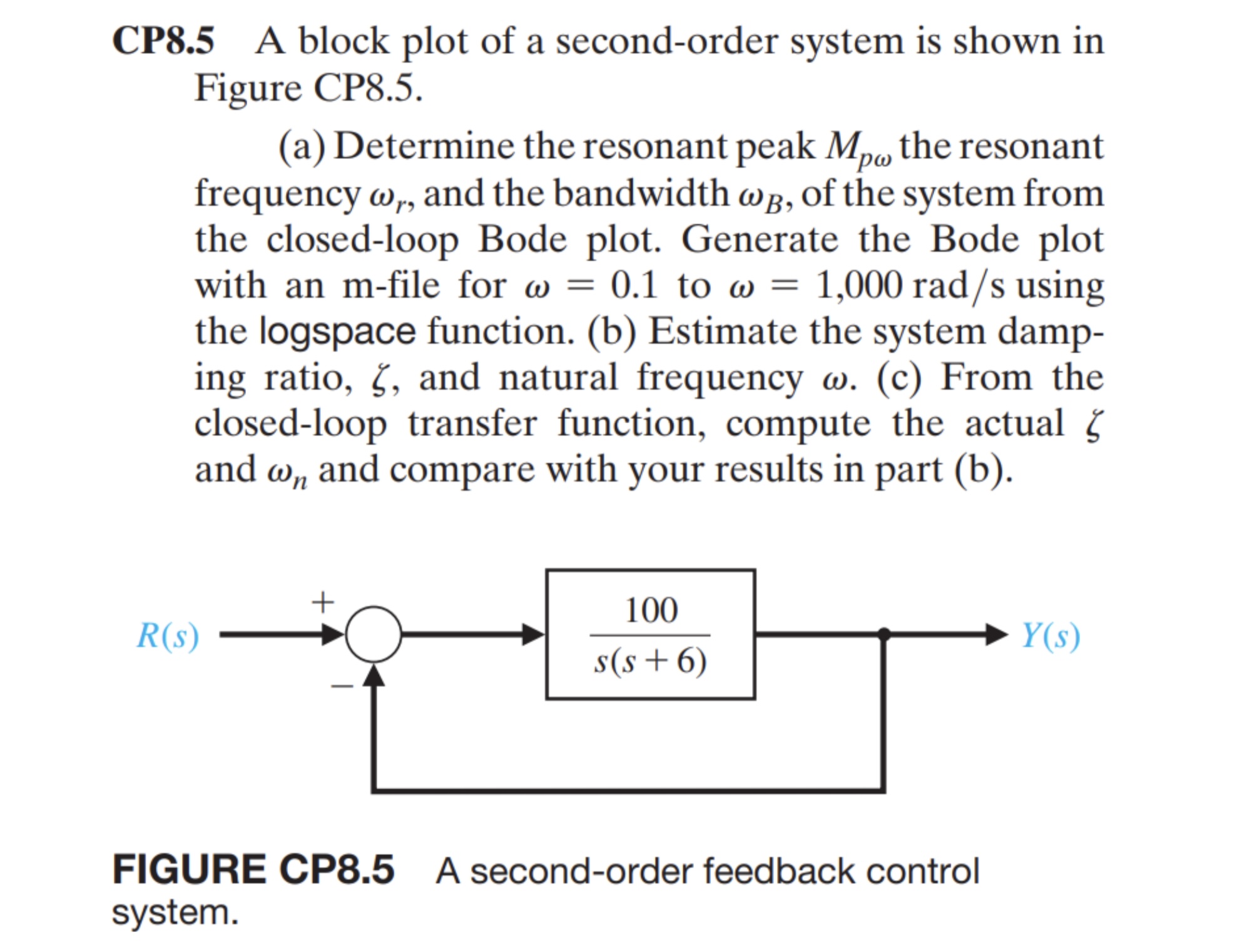 Solved CP8.5 A block plot of a second-order system is shown | Chegg.com