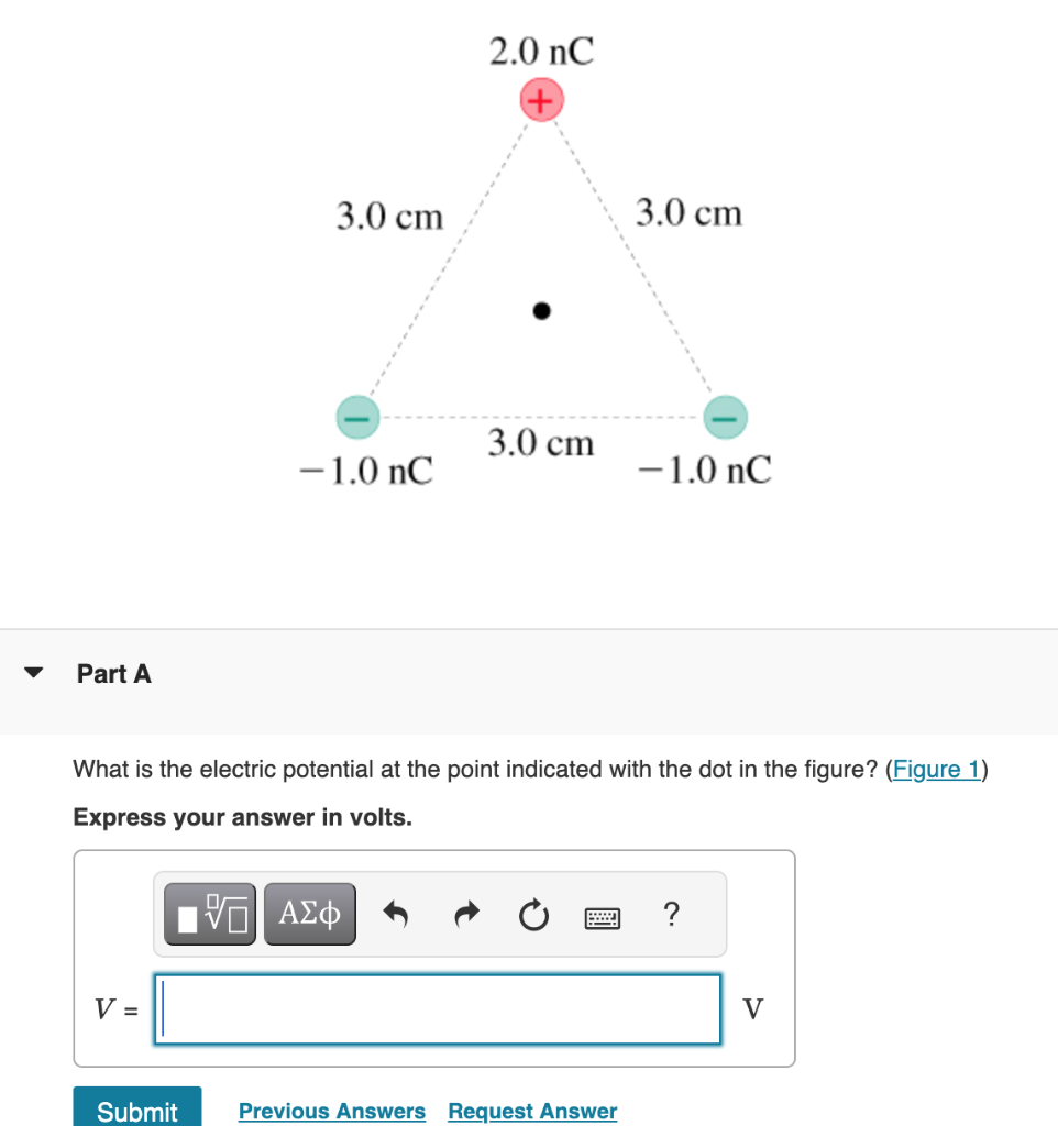Solved What is the electric potential at the point indicated | Chegg.com