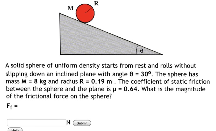 Solved A solid sphere of uniform density starts from rest | Chegg.com