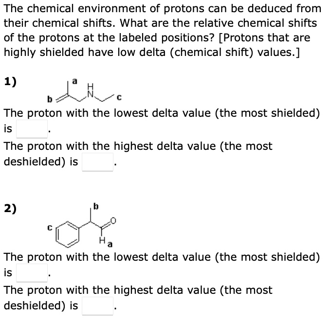 Solved The chemical environment of protons can be deduced | Chegg.com