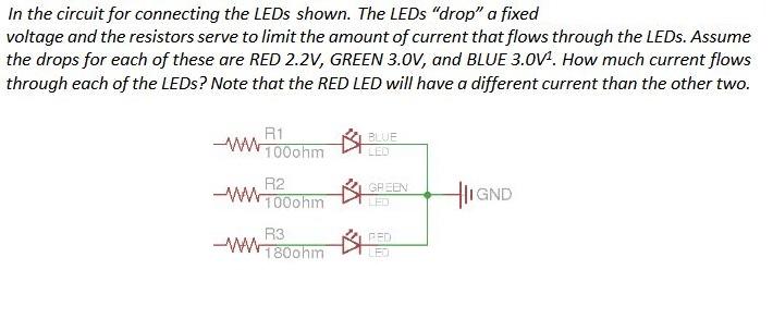 Solved In the circuit for connecting the LEDs shown. The | Chegg.com