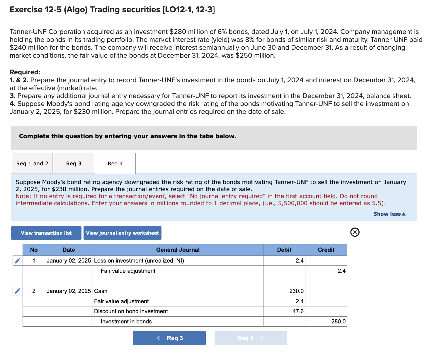 Solved Exercise 12-5 (Algo) ﻿Trading securities | Chegg.com