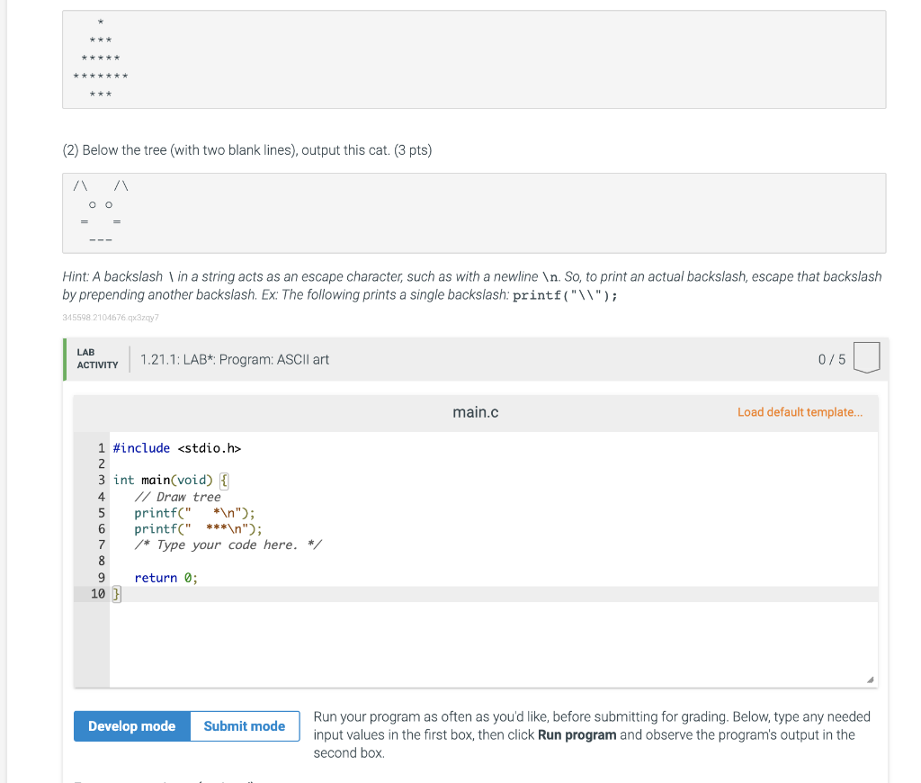 Solved (2) Below the tree (with two blank lines), output | Chegg.com