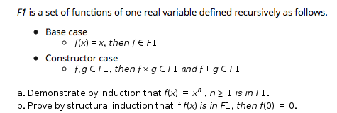 Solved F1 is a set of functions of one real variable defined | Chegg.com