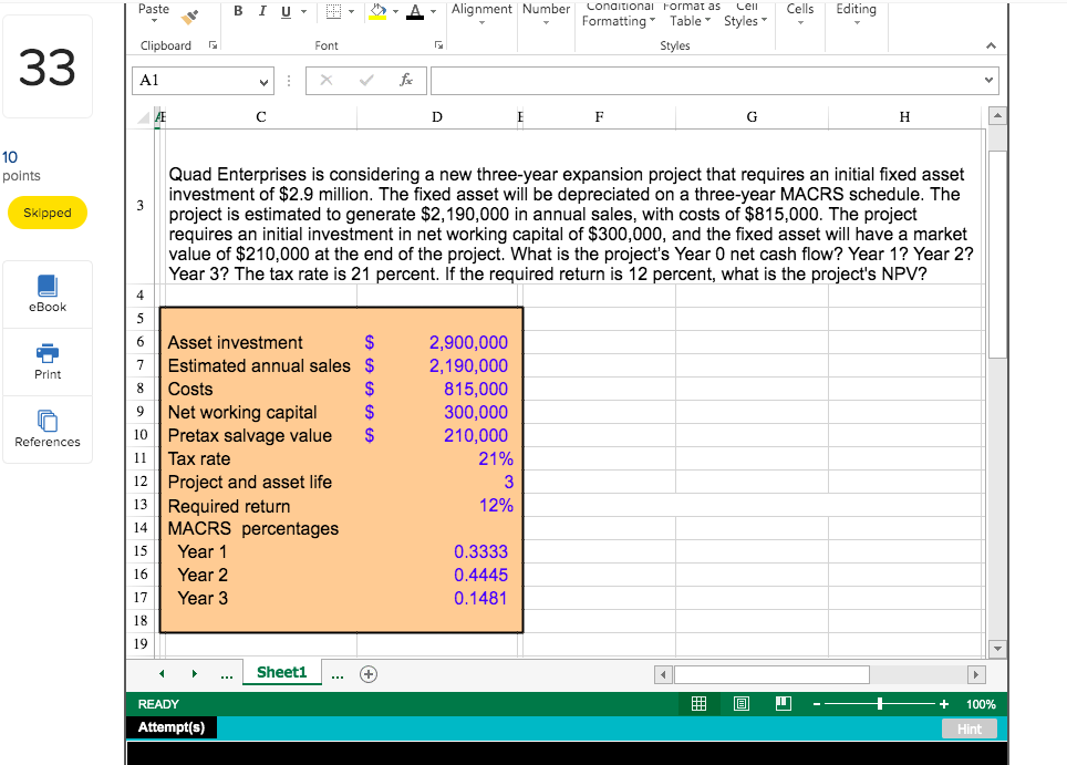 Solved Paste B I U - »- A Alignment Number Cells Editing | Chegg.com